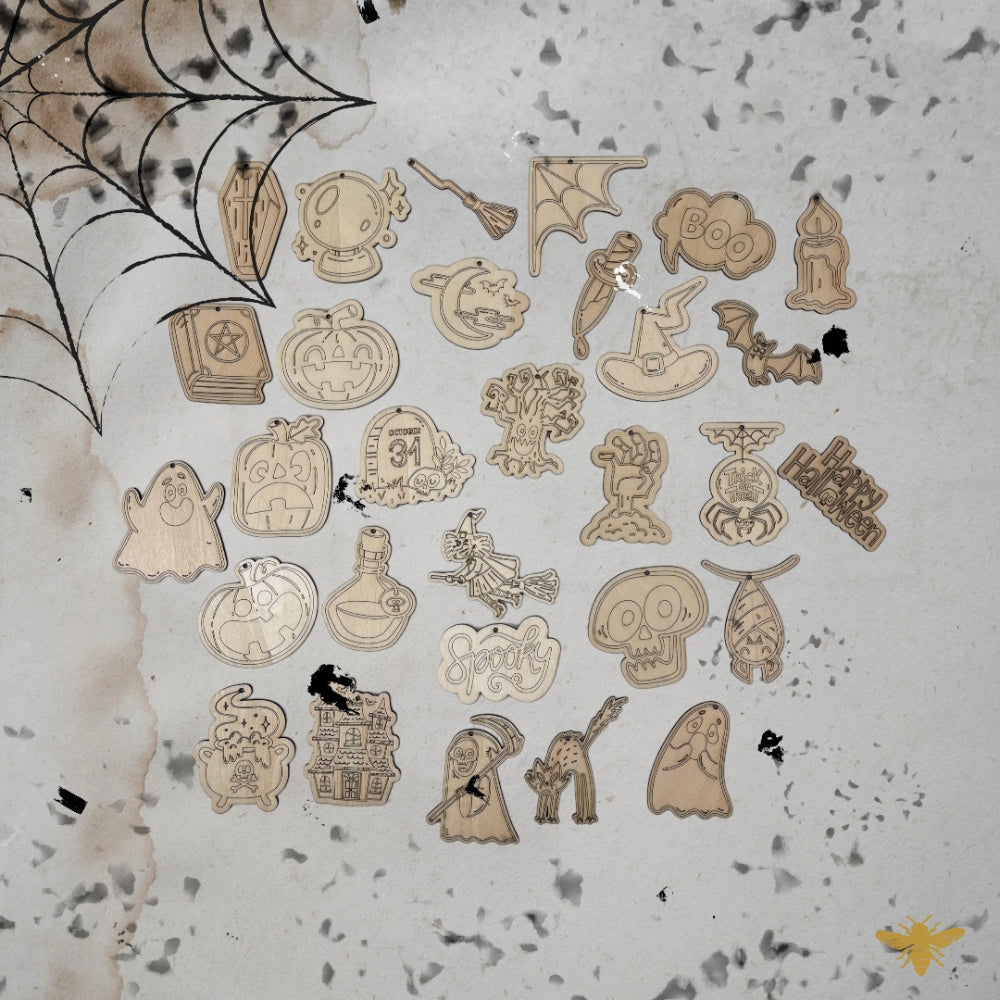 Spooky Halloween Air Freshies Set of 30 | Custom Wood Air Fresheners